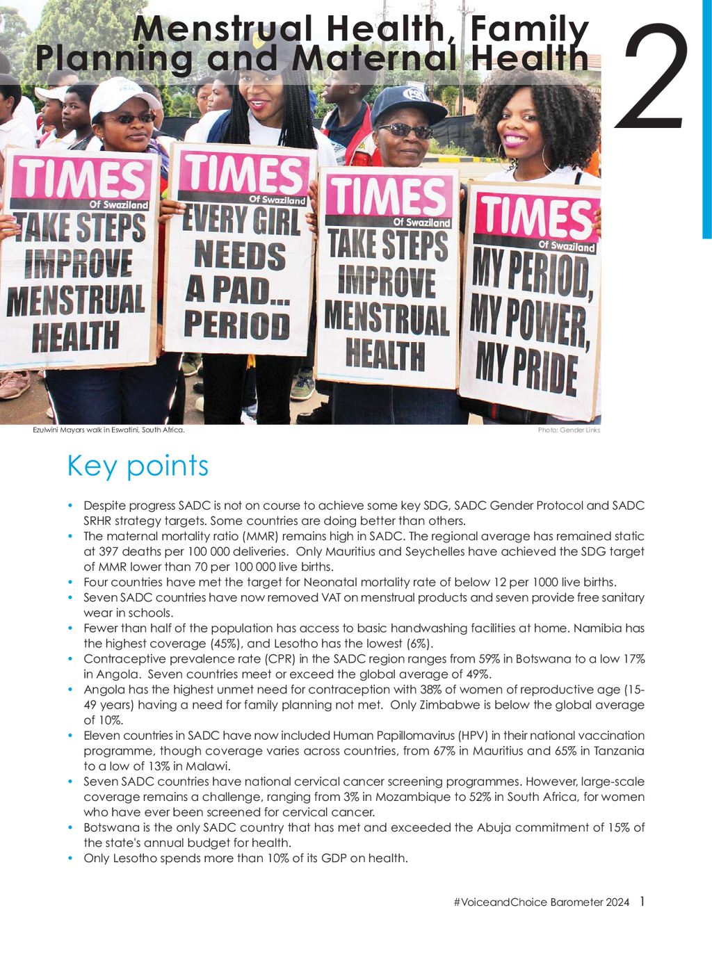 Gender Links | 2024 Barometer Chapter 2 Menstrual Health