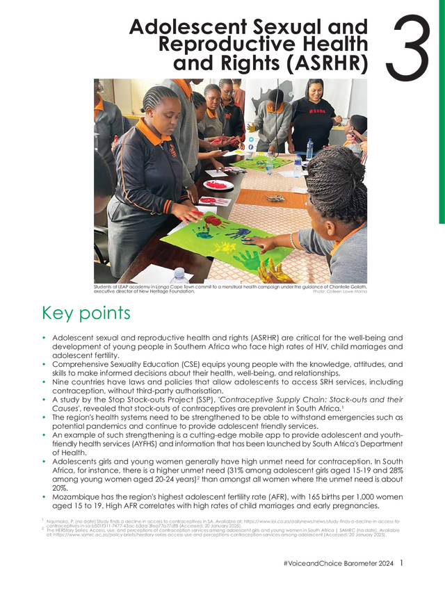 Gender Links | 2024 Barometer Chapter 3 Adolescent Reproductive…