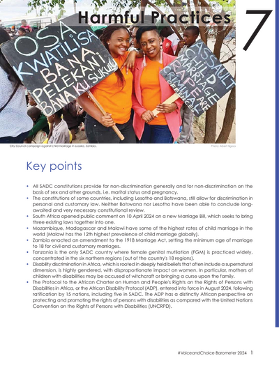 Gender Links | 2024 Barometer Chapter 7 Harmful Practices