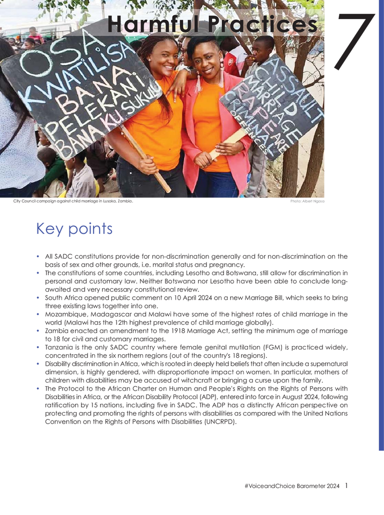 Gender Links | 2024 Barometer Chapter 7 Harmful Practices